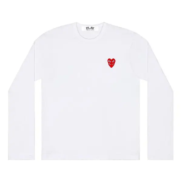 Play Comme Des Garcon L/s Basic T-shirt Red Family Heart - White