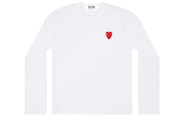 Play Comme Des Garcon L/s Basic T-shirt Red Family Heart - White