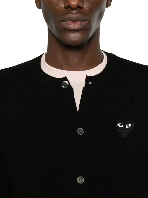 Play Comme Des Garcon Heart Emblem Cardigan - Black