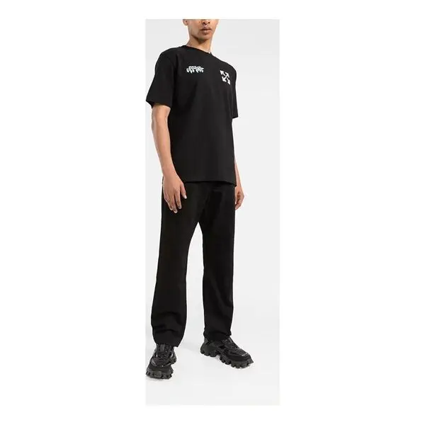 Off-White Ss22 Chest Classic Arrow Alphabet Printing Short Sleeve Black T-shirt - Multi-color