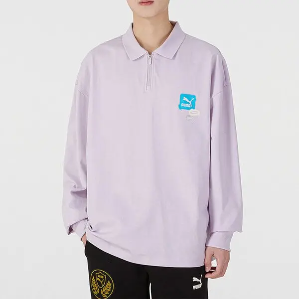 PUMA Graphic Print Quarter Zip Long Sleeve Shirt