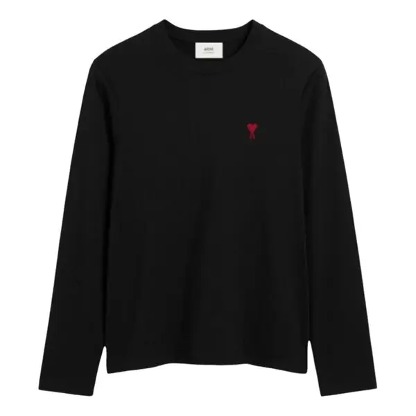 AMI Paris Small Heart Logo Long Sleeve T-shirt - Black