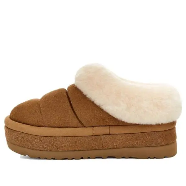 UGG Tazzlita Suede Platform Slippers - Chestnut