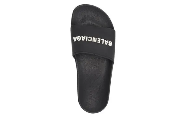 Balenciaga Rubber Pool Slides - Black/white