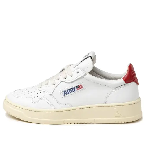 AUTRY Medalist Leather Low Top Sneakers - White/red/cream