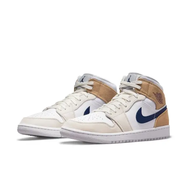 JORDAN 1 Mid "white Khaki Blue Void" Sneakers