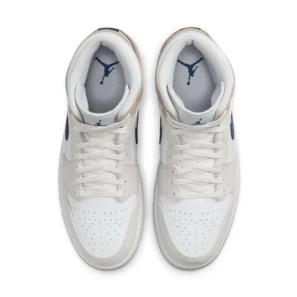 JORDAN 1 Mid "white Khaki Blue Void" Sneakers - White/blue/black