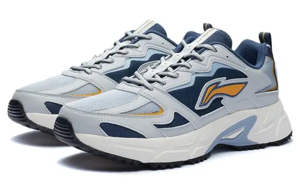 LI-NING Retro Running Sneakers - Grey/blue/yellow