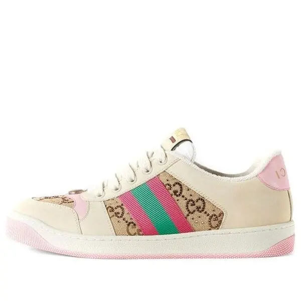 Gucci Screener Gg Low-top Sneakers - Beige/ebony