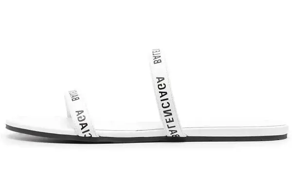 Balenciaga Round Toe Sandals With Logo Detailing