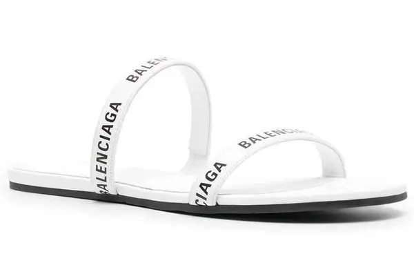 Balenciaga Round Toe Sandals With Logo Detailing