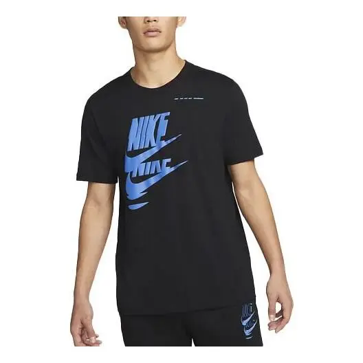 Nike Chest Creative Printing Short Sleeve Black T-shirt - Default Color