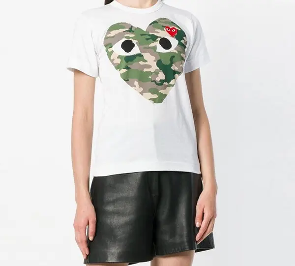 Play Comme Des Garcon Camouflage Heart Short Sleeve Tee