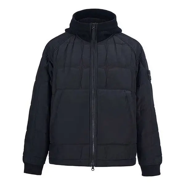 Stone Island Quilted Hooded Jacket - Black