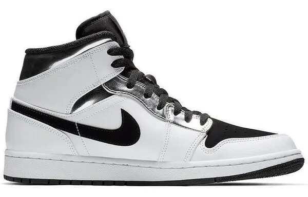 JORDAN 1 Mid Sneakers - White/black/silver