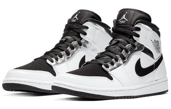 JORDAN 1 Mid Sneakers - White/black/silver