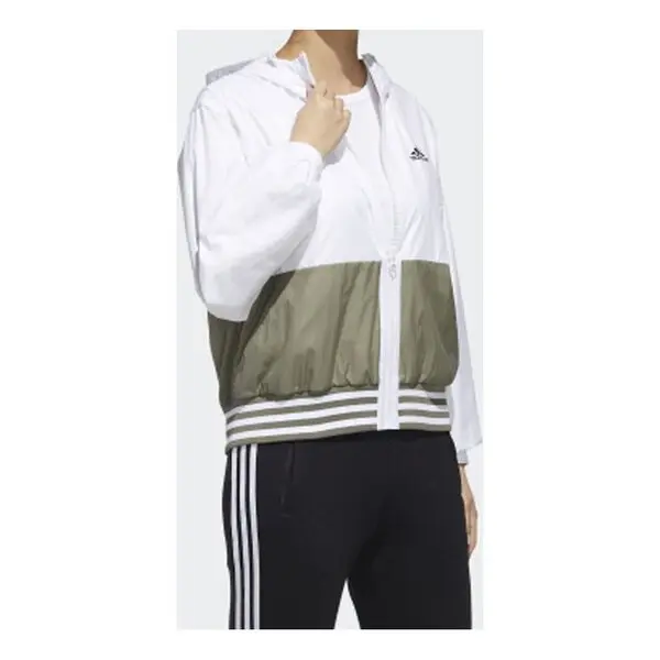 Adidas Mh Fem Wb Hooded Splicing Woven Windproof Jacket - White