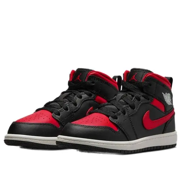 JORDAN Air 1 Mid 'bred Twist' Sneakers - Black/summit White/varsity Red