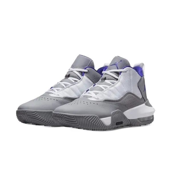 JORDAN Air Stay Loyal High Top Sneakers - Gray/blue/white