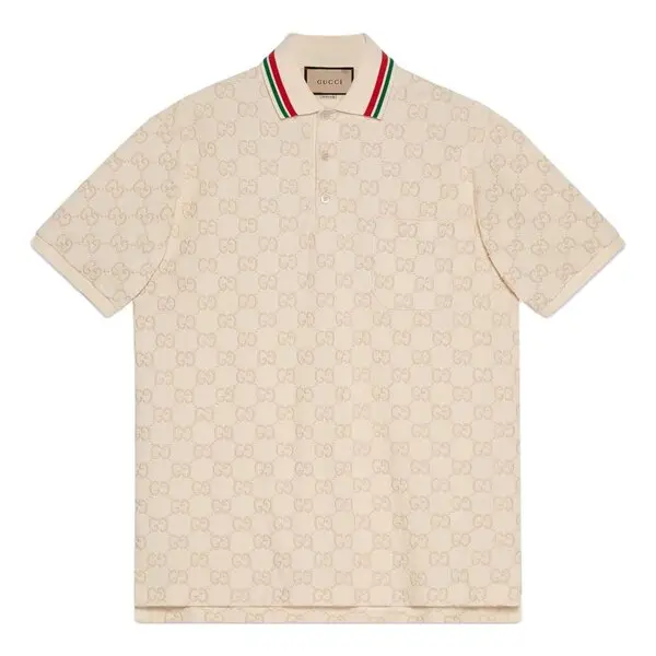 Gucci Cotton Piquet Polo With Gg - Ivory