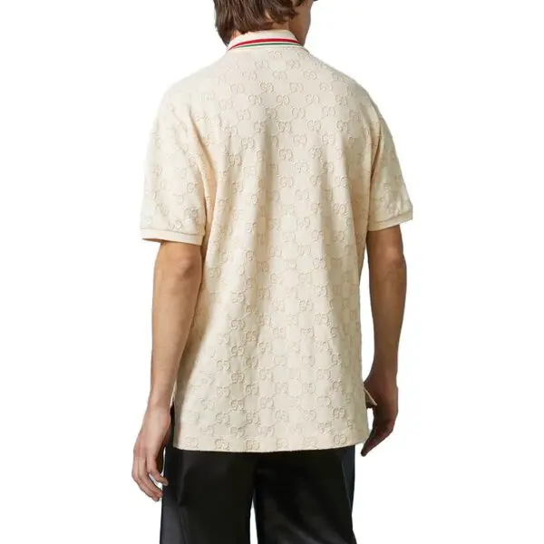 Gucci Cotton Piquet Polo With Gg - Ivory