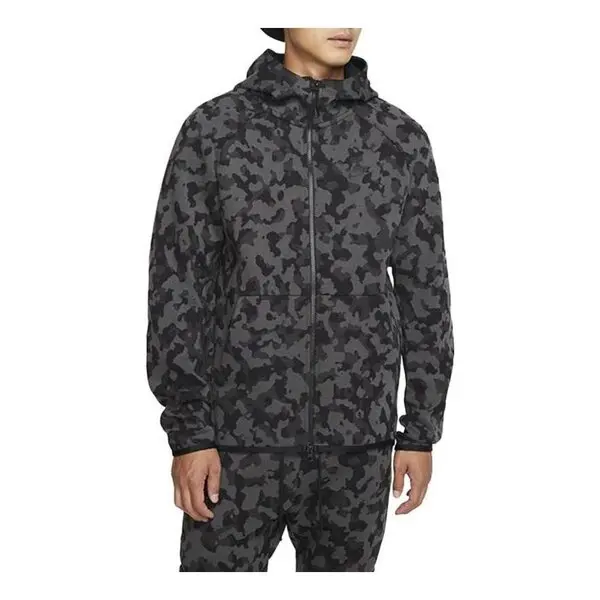 Nike Tech Fleece Hooded Jacket Aop Camo - Black/grey