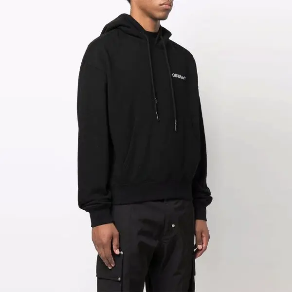 Off-White Black Logo Printed Hoodie - Black/white