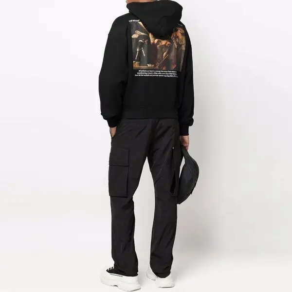 Off-White Black Logo Printed Hoodie - Black/white