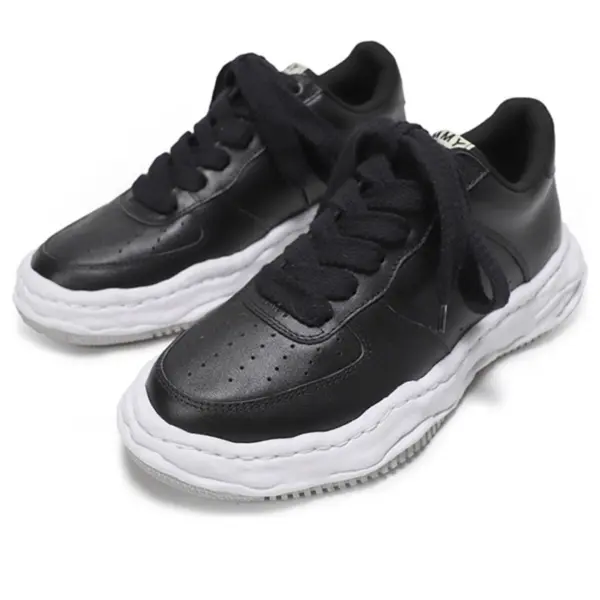 Mihara Yasuhiro Wayne Og Sole Leather Low Top Sneakers - Black/white