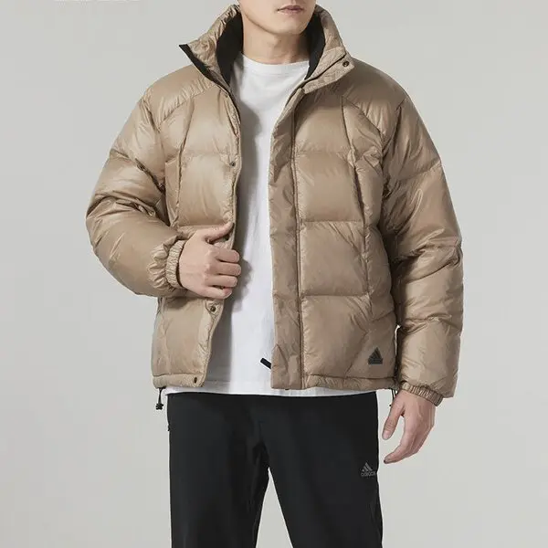 Adidas Puff Down Jacket With Stand Collar - Brown