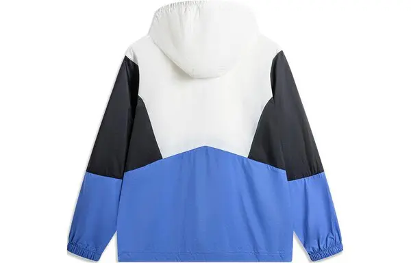 LI-NING Color Block Hooded Windbreaker - White/black/blue