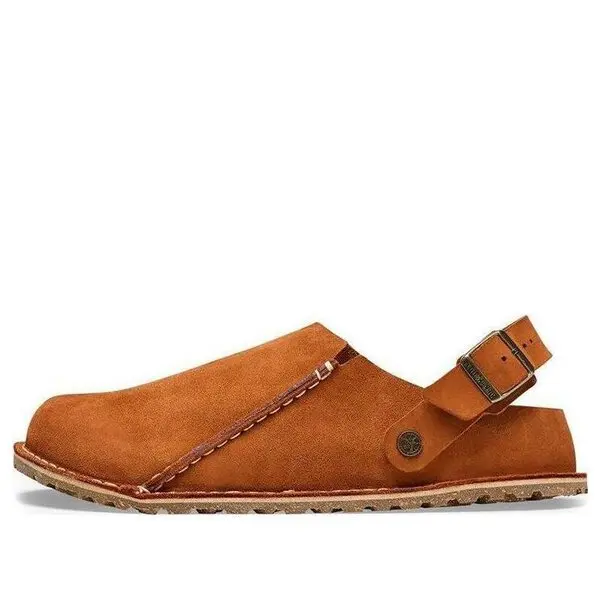 BIRKENSTOCK Lutry Suede Leather Clogs With Buckled Strap - Brown