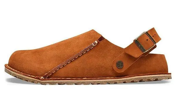 BIRKENSTOCK Lutry Suede Leather Clogs With Buckled Strap - Brown