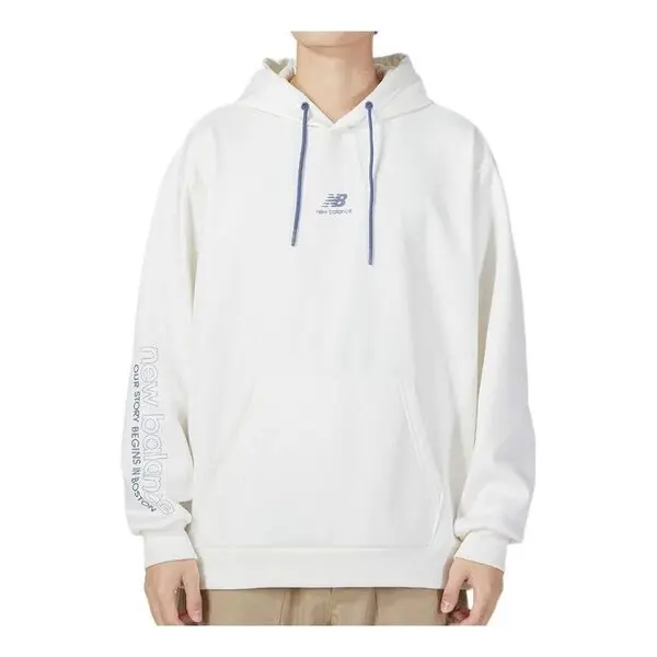 NEW BALANCE Logo Print Hoodie Asia Sizing 'white - White/blue