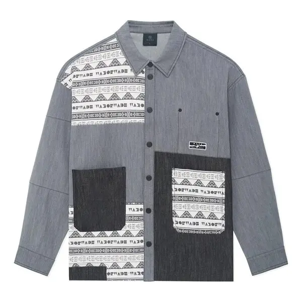 LI-NING X Wade Series Color Block Print Shirt 'grey Black