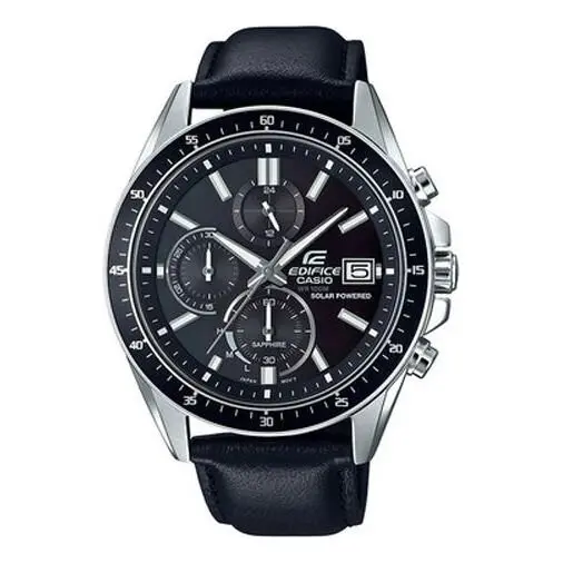 Casio Edifice Sapphire Crystal Solar Powered Analog Watch - Black