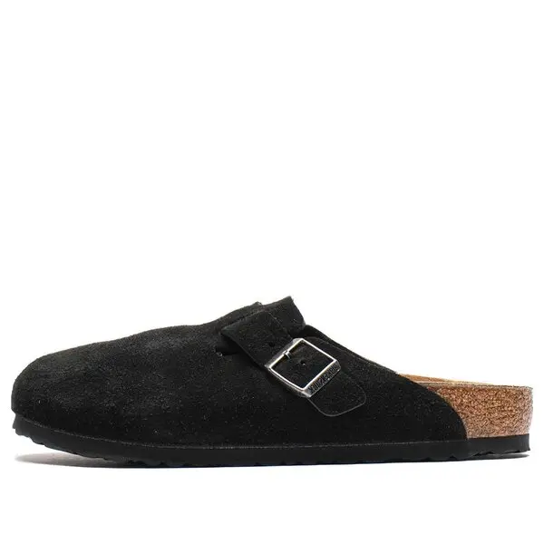 BIRKENSTOCK Boston Suede Clogs - Black