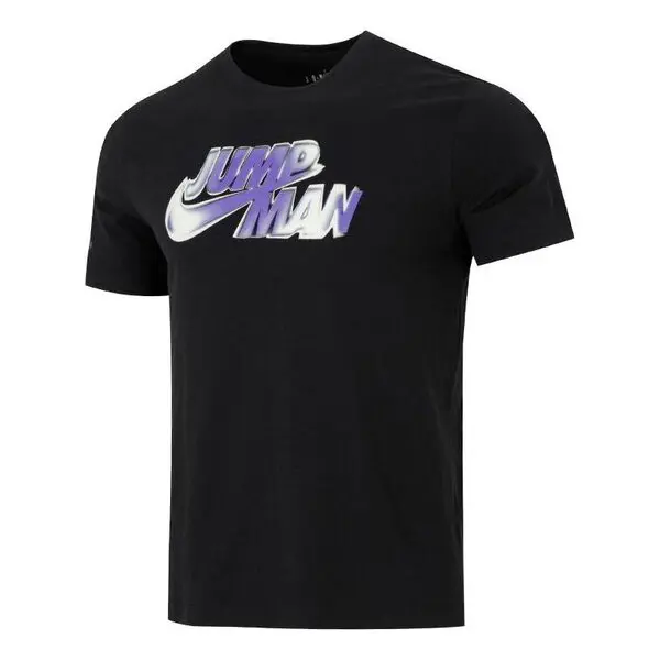 JORDAN Alphabet Large Logo Pattern Printing Round Neck Casual Short Sleeve Black - Default Color
