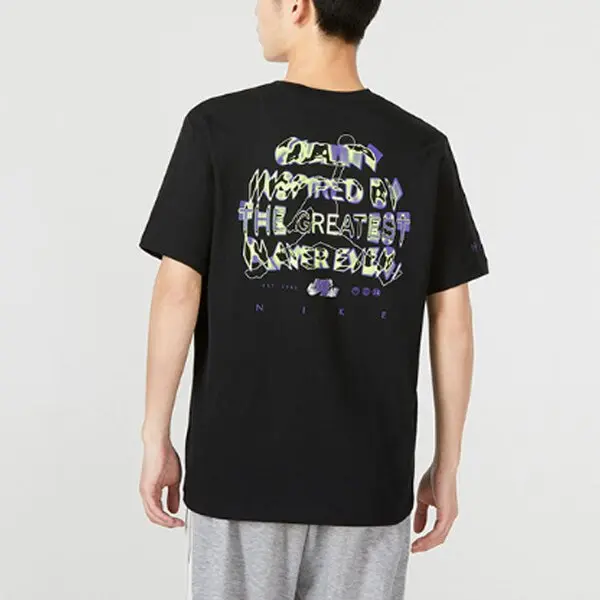 JORDAN Alphabet Large Logo Pattern Printing Round Neck Casual Short Sleeve Black - Default Color