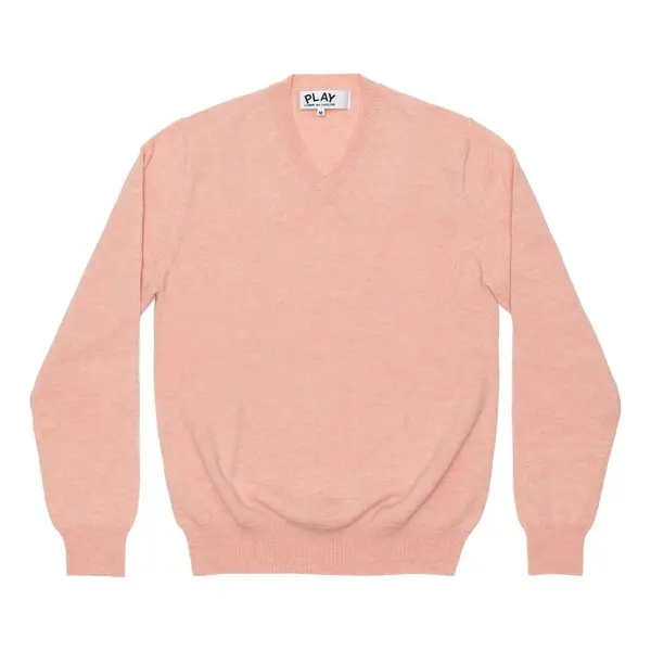 Play Comme Des Garcon V-neck Pullover With Heart Emblem - Pink