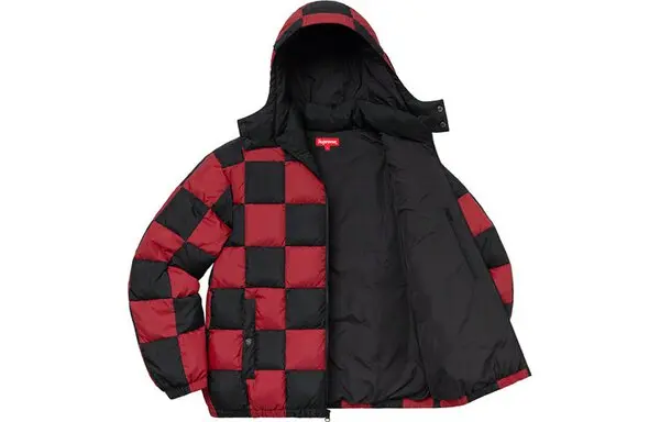 Supreme Checkerboard Puffy Jacket - Red