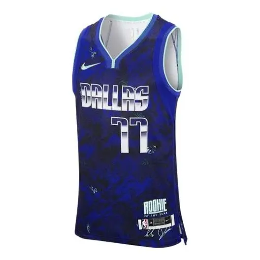 Nike Dallas Mavericks Luka Doncic #77 Retro Basketball Jersey - Blue