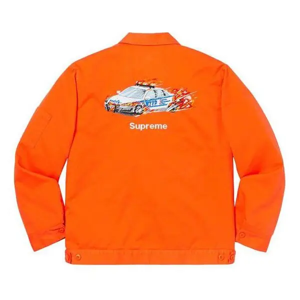 Supreme Cop Car Embroidered Work Jacket - Orange