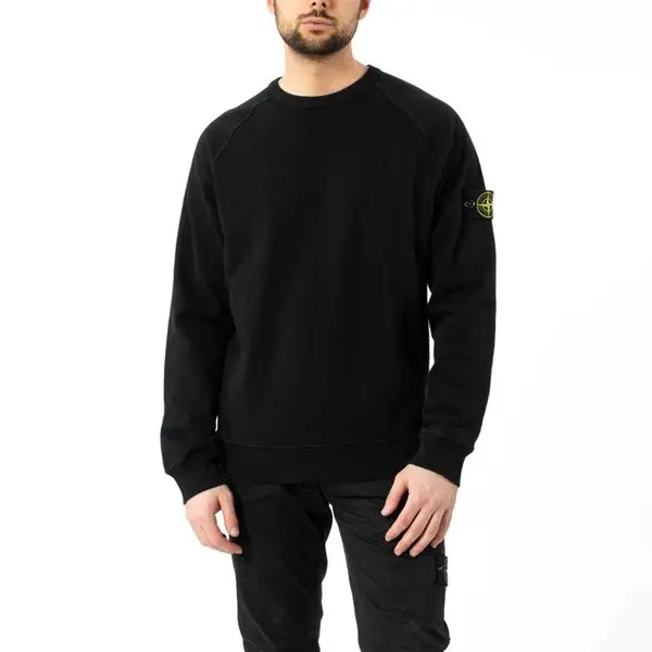 Stone Island Logo Patch Crewneck Sweatshirt - Black
