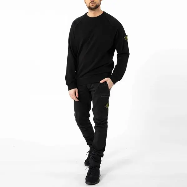 Stone Island Logo Patch Crewneck Sweatshirt - Black