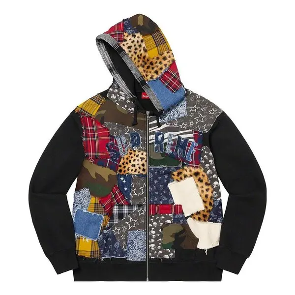 Supreme Patchwork Zip Up Hooded Sweatshirt - Multi-color