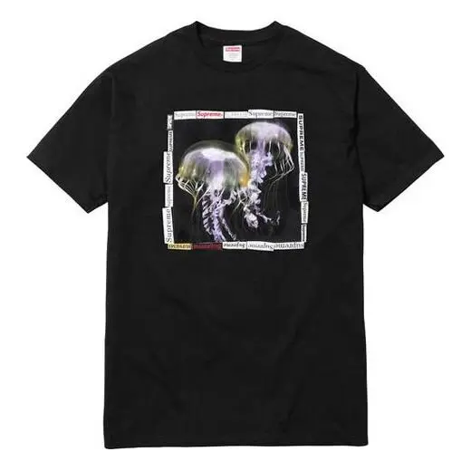 Supreme Ss18 Jellyfish Tee Printing Short Sleeve - Black