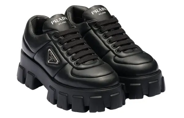 Prada Monolith Brushed Leather Lace-up Shoes