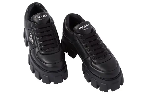 Prada Monolith Brushed Leather Lace-up Shoes