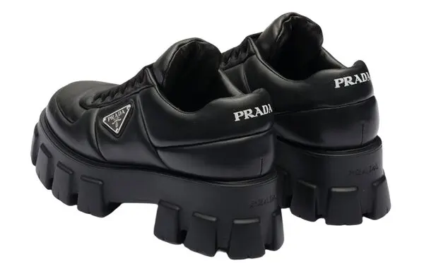 Prada Monolith Brushed Leather Lace-up Shoes
